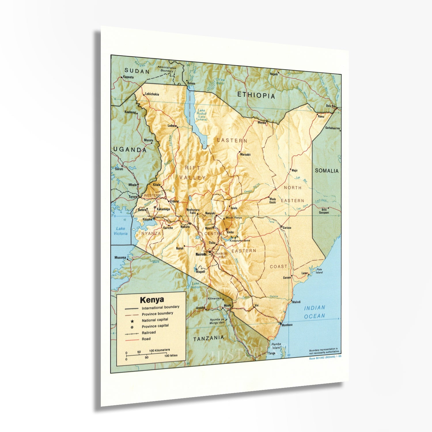 Historix 1988 Map of Kenya 18" x 24" Framed Poster - Walmart.com