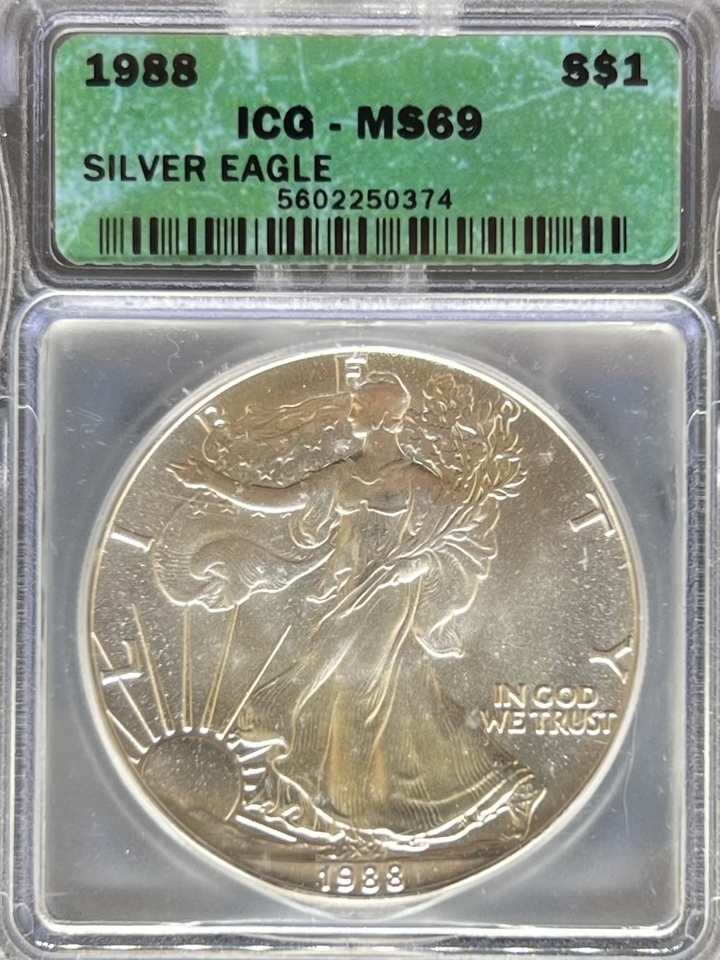 1988 Silver Eagle MS69 ICG (PA5602250374) - Walmart.com