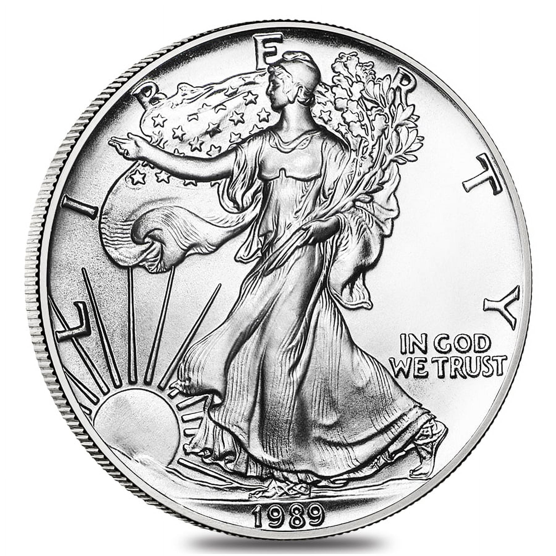 1989 1 oz Silver American Eagle Coin BU, .999 Fine Silver, U.S. Mint ...