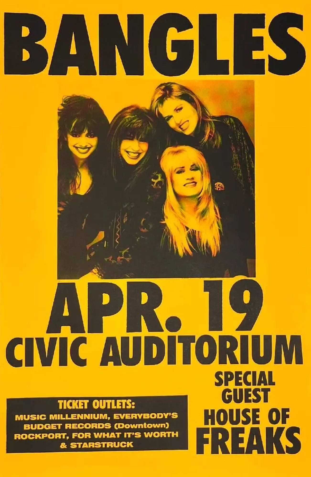 1989 Bangles Concert Poster Wall Art Print es 24 x 36 Inch Poster ...