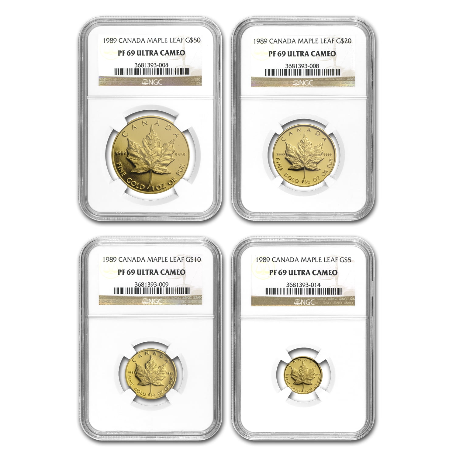 1989 Canada 4-Coin Gold Maple Leaf Commem Proof Set PF-69 NGC - Walmart.com