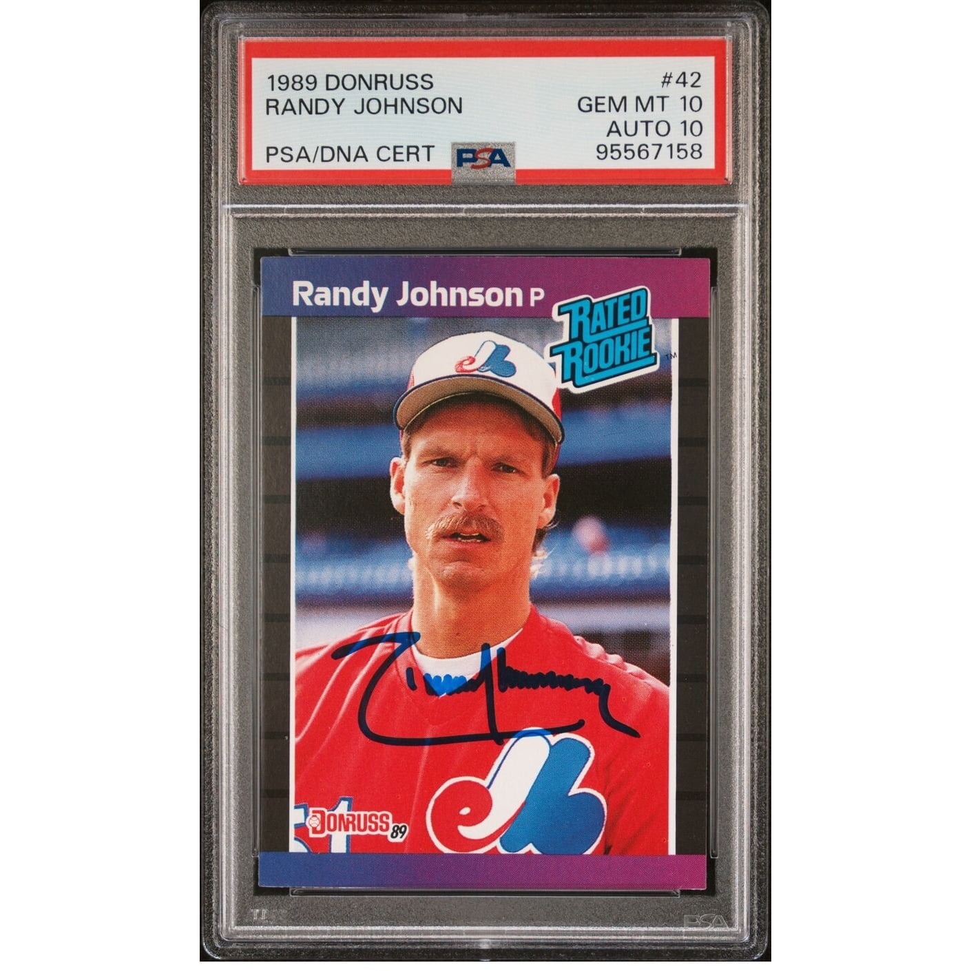1989 Donruss #42 Randy Johnson Rc Expos Hof Psa 10 Dna Auto 10 B4163048 ...