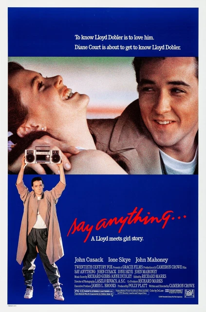 1989 Say Anything Movie Poster Lloyd Diane John Cusack Ione Skye ...