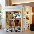 标题（199字符以内） Full Size Loft Bed with L Shaped Desk, 4 Drawers, LED Light ...