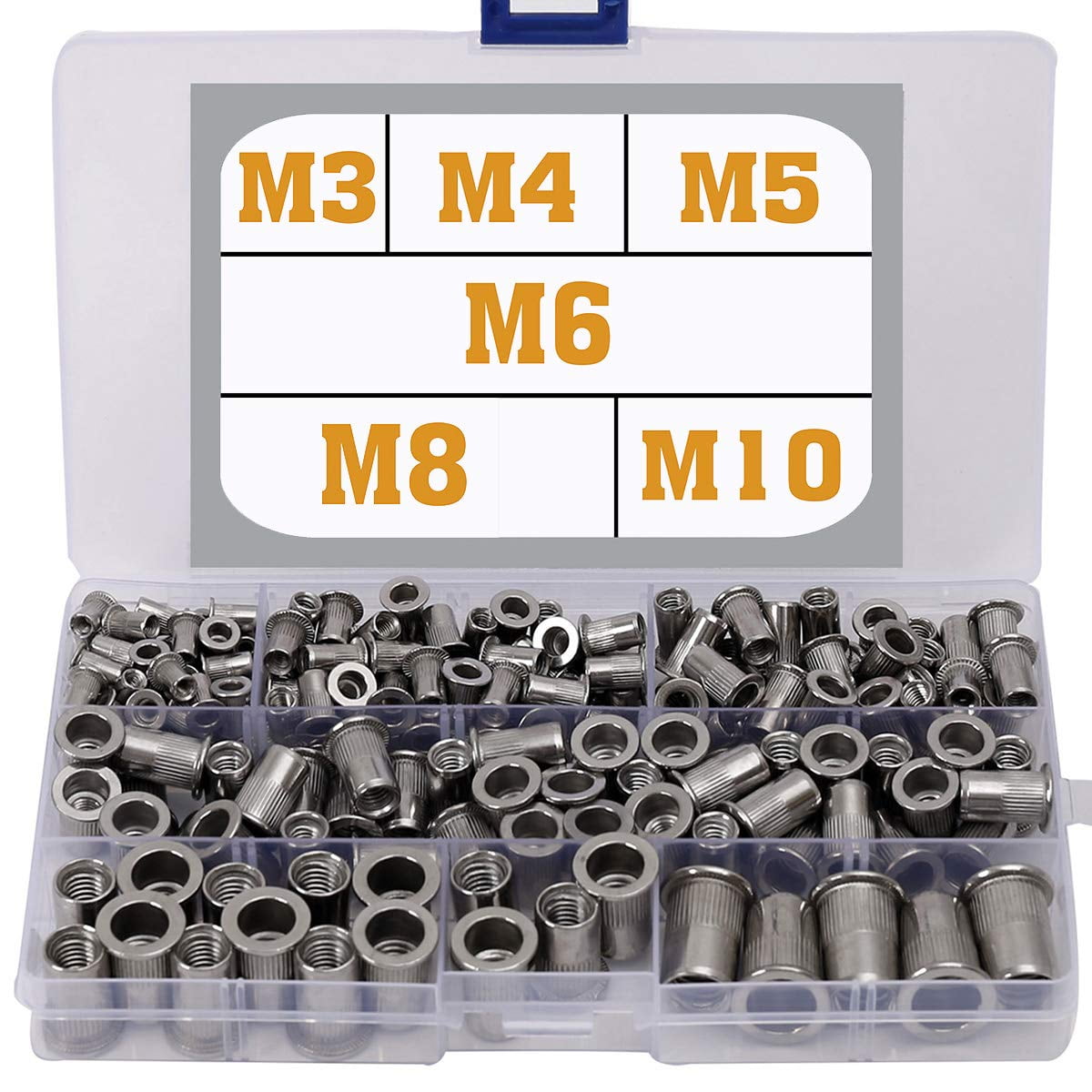 199-Piece Stainless Steel Threaded Insert Rivet Assortment Kit M3 M4 M5 ...