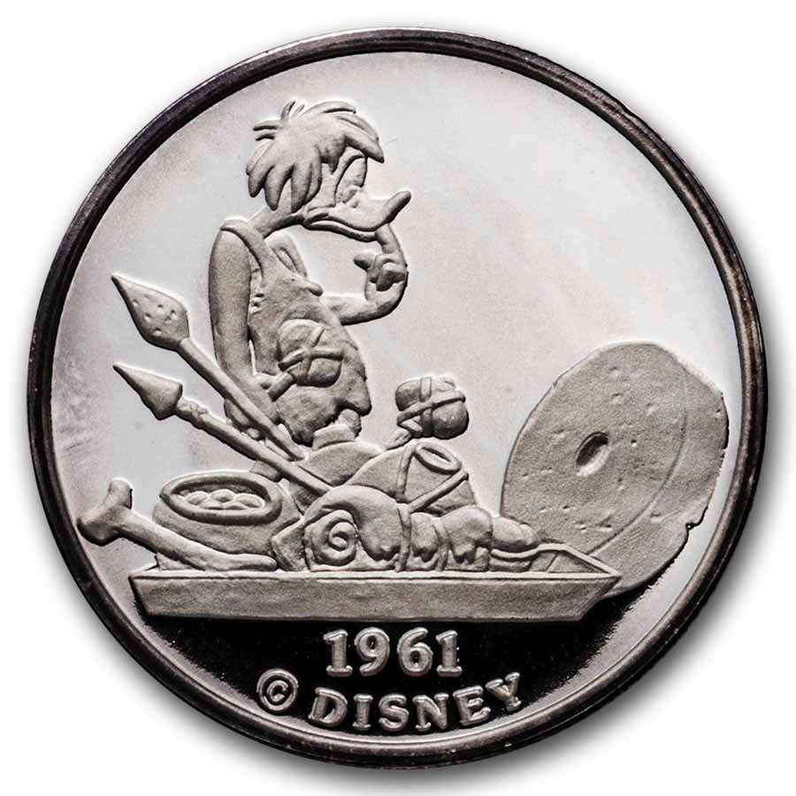 1990 1 oz Silver - Donald Duck - Professor of Fun w/Box & COA - Walmart.com