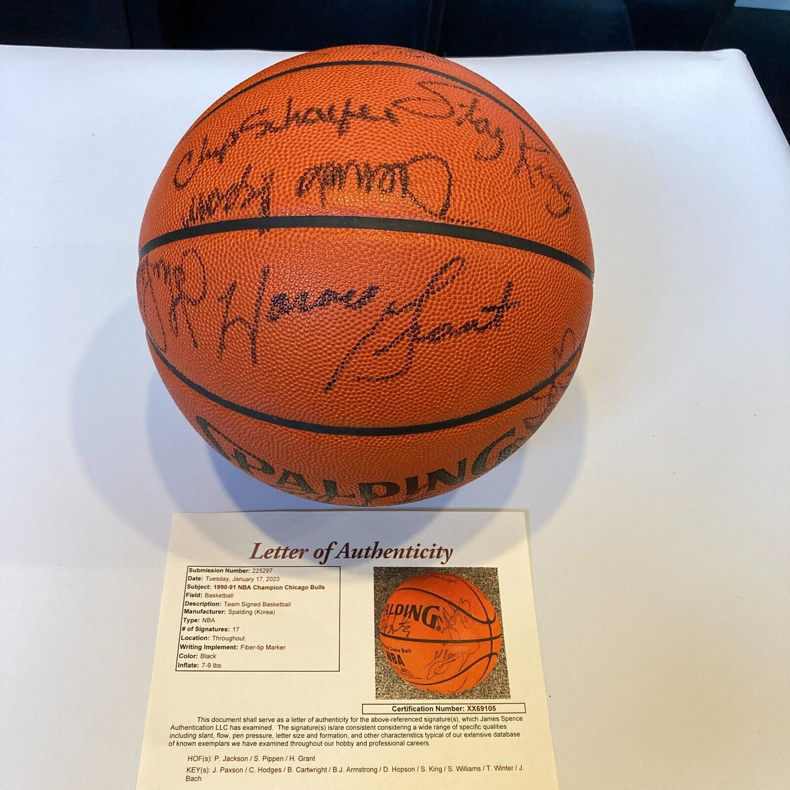 1990-91 Chicago Bulls NBA Champs Team Signed Official Game Basketball ...