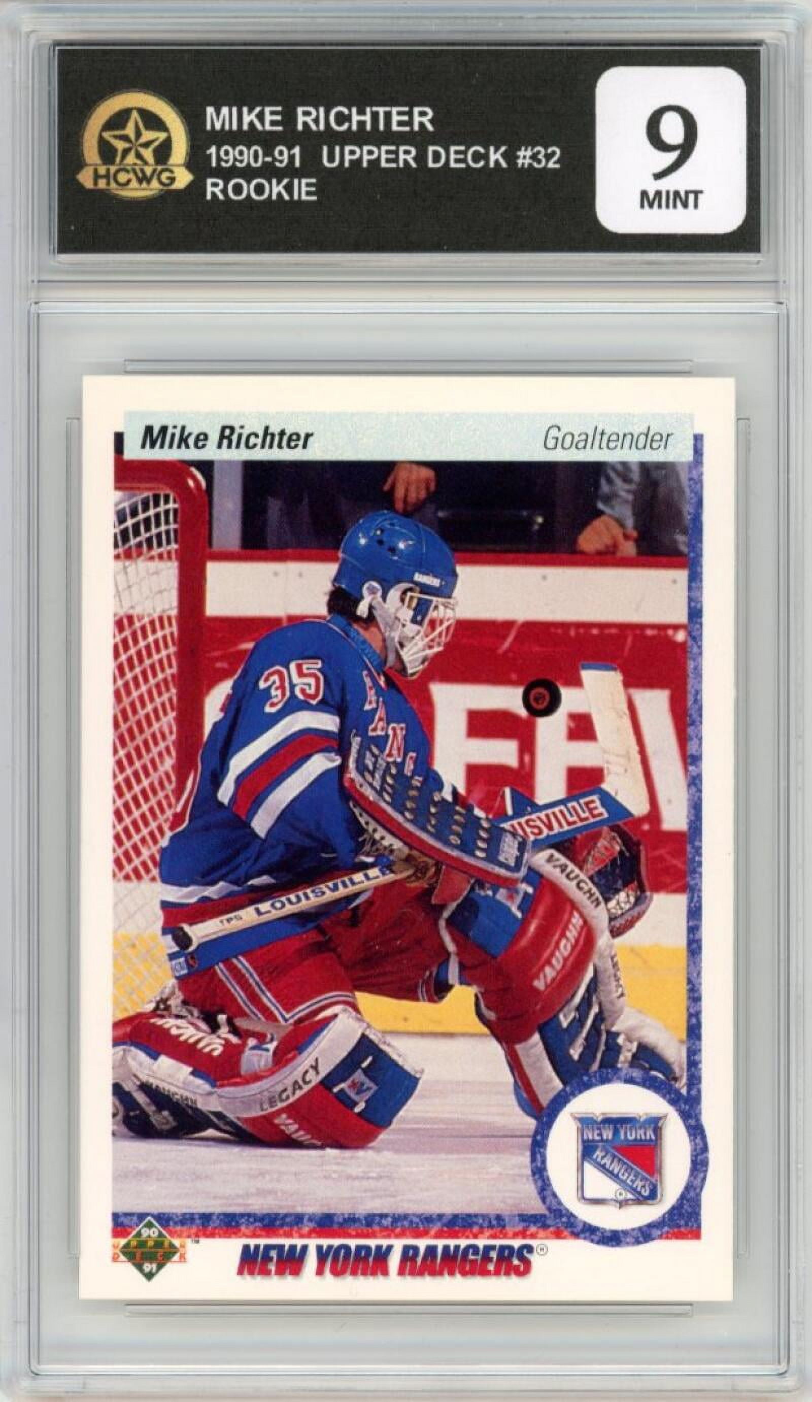 1990-91 Upper Deck #32 Mike Richter Rookie RC Hockey Rangers HCWG 9 ...