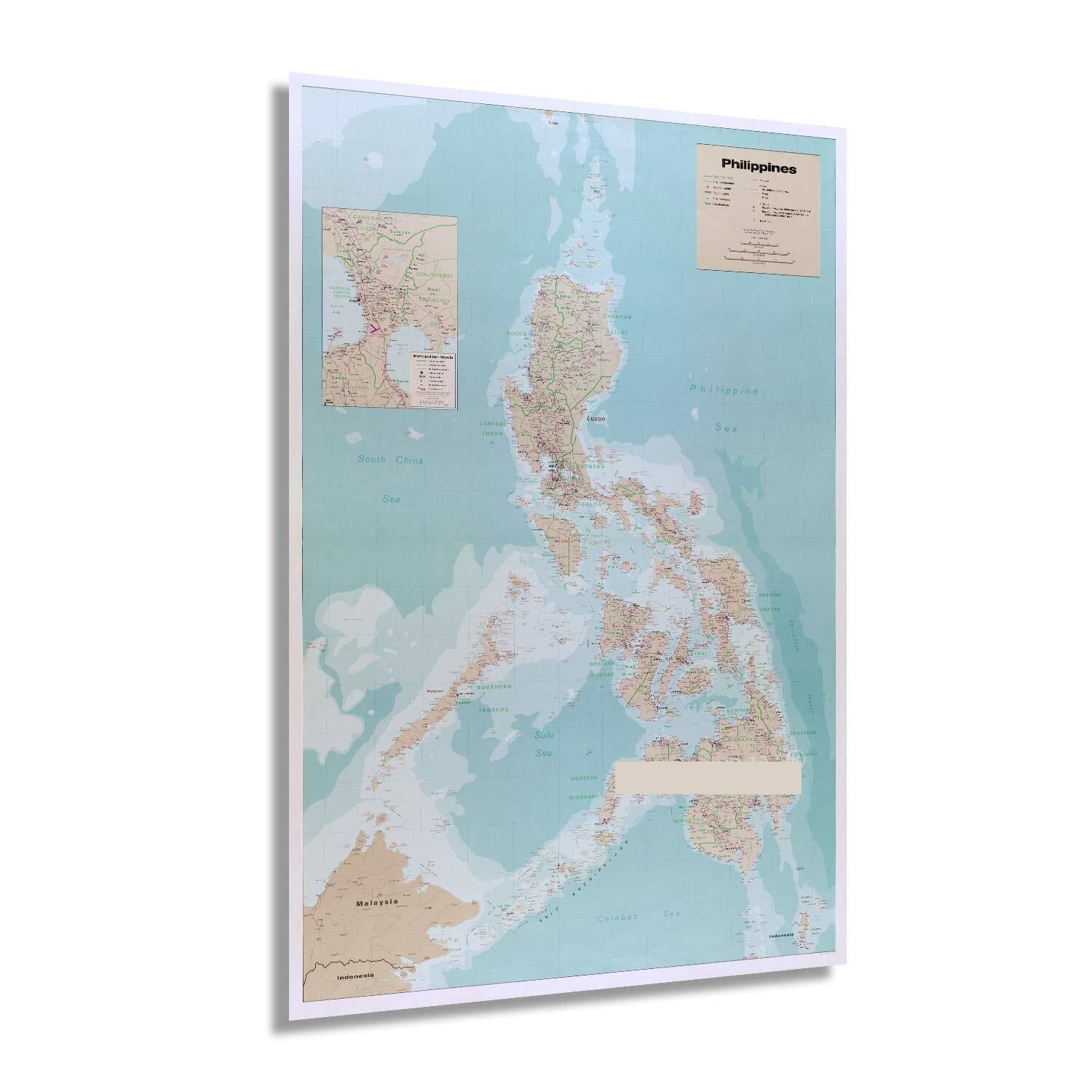 1990 Map of the Philippines Philippine Islands Map - Includes Inset of ...