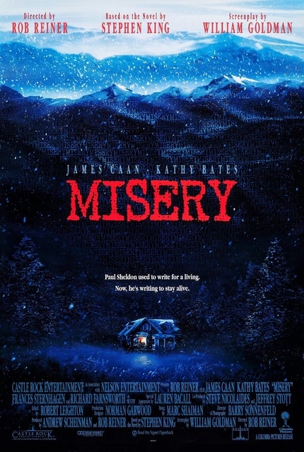 1990 Misery Movie Poster Annie Wilkes Paul Sheldon James Caan Horror ...