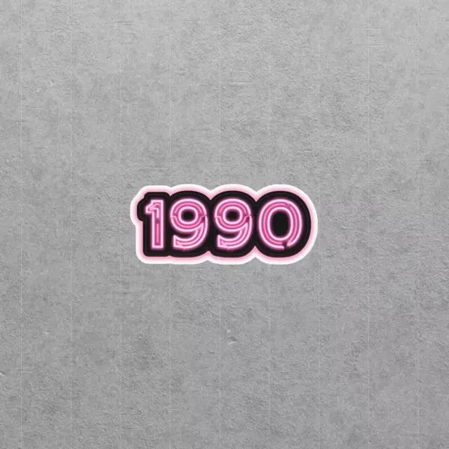 1990 Neon Pink Sign Sticker - Retro Style Decal For 90S Aestheticphone ...