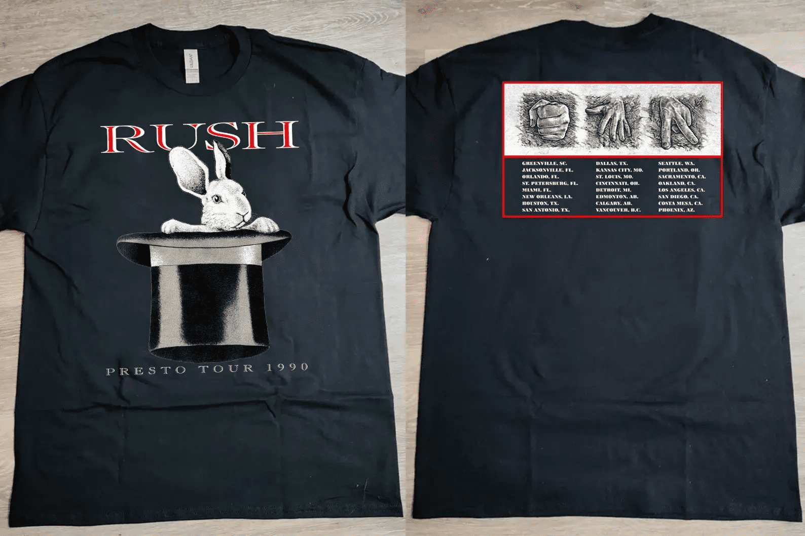 1990 Rush Rabit Presto North America Tour T-Shirt, Rush Band T-Shirt ...