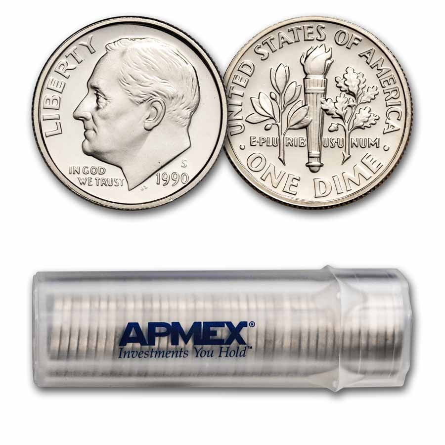 1990-S Roosevelt Dime 50-Coin Roll Proof - Walmart.com