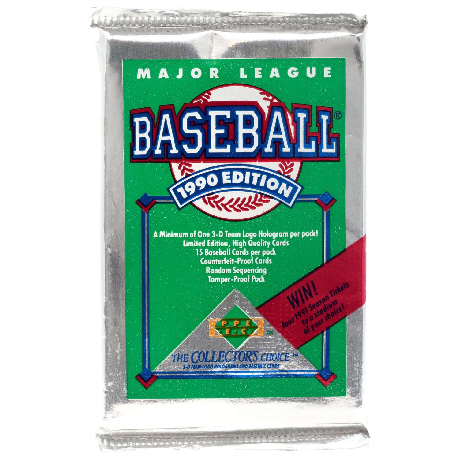 MLB Upper Deck 1990 Series 1 Baseball Trading Card WAX Pack (15 Cards ...
