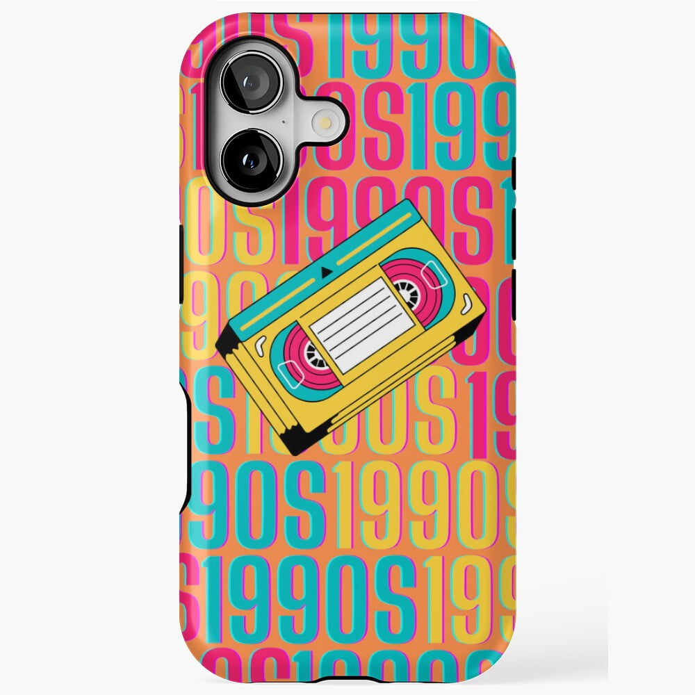 1990s Retro Design 17 Orange Background Phone Case with iPhone 11 to 17 ...