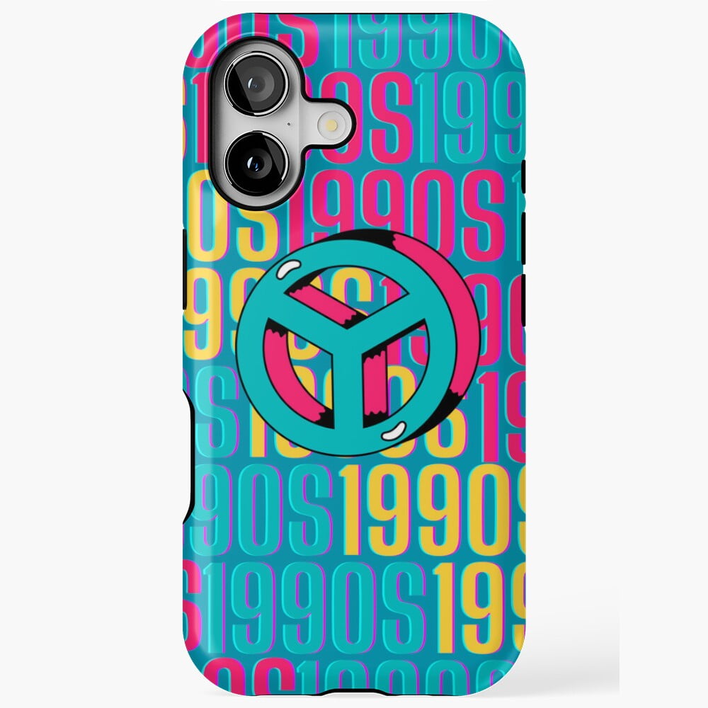 1990s Retro Design 28 Teal Background Phone Case with iPhone 11 to 17 ...