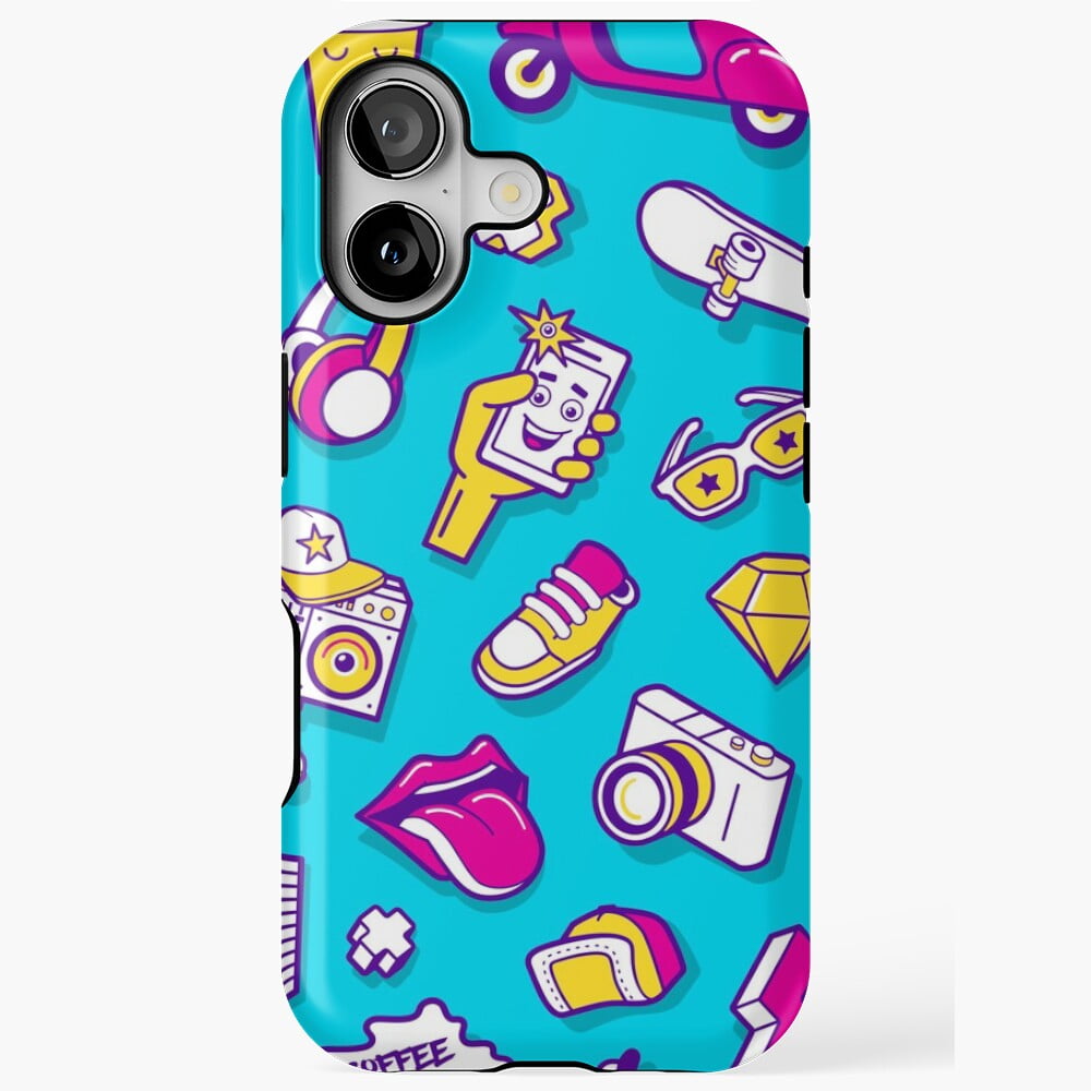 1990s Retro Design 29 Bubblegum Pink Background Phone Case with iPhone 11 to 17 Pro Max ...