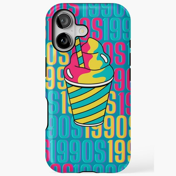 1990s Retro Design 7 Teal Background Phone Case 11 12 13 14 15 17 Pro ...