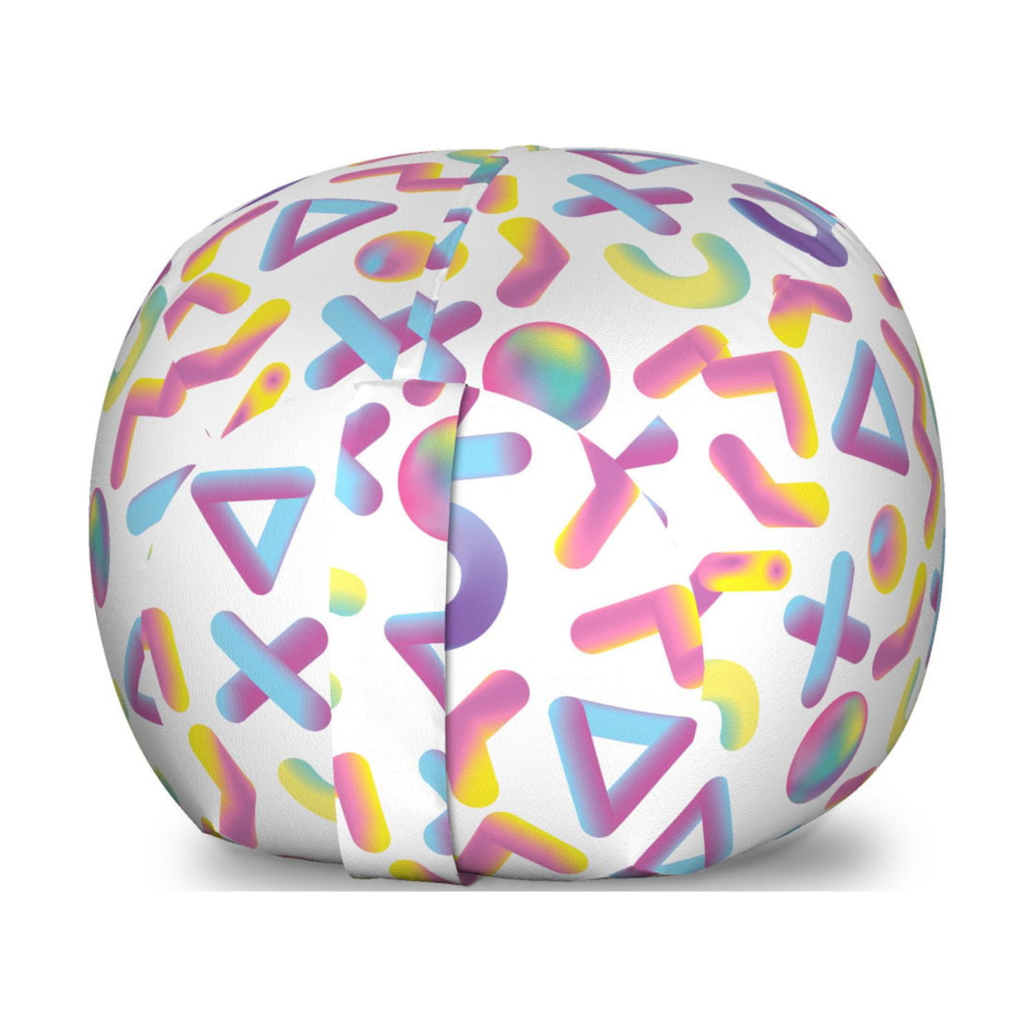 1990s Storage Toy Bag Chair, Ombre Effect Shapes Lines Triangles and ...