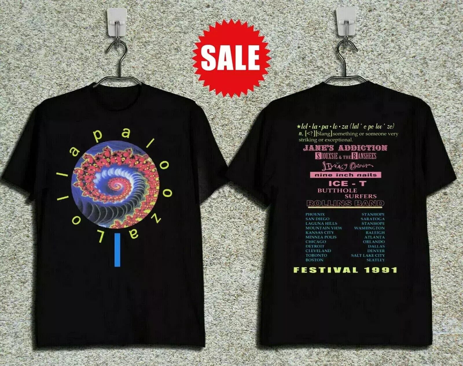 1991 Lollapalooza Tour Double Side T Shirt Unisex hot hot 1991 Lollapalooza Tour Double Side T Shirt Unisex hot hot