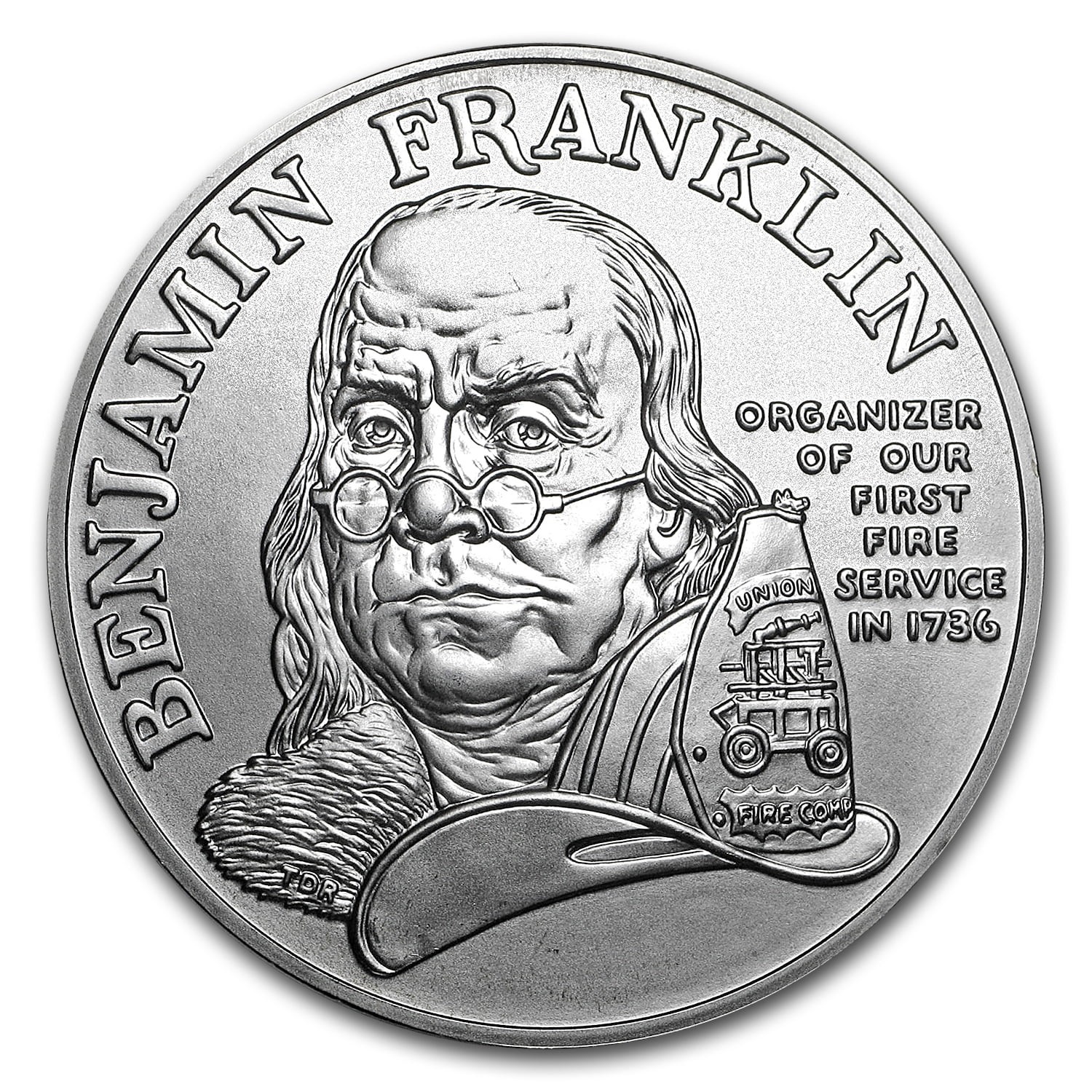 1992 1 oz Silver Ben Franklin Firefighters Medal Commem BU - Walmart.com