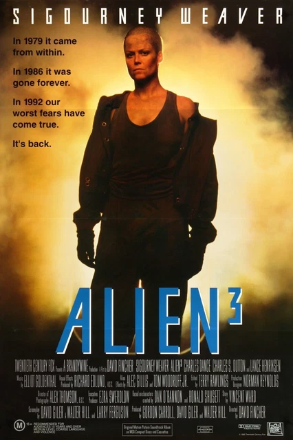 1992 Alien 3 Movie Poster Ripley Dallas Sigourney Weaver Charles Dutton ...
