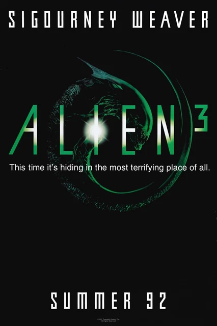 1992 Alien 3 Movie Poster Ripley Dallas Sigourney Weaver Charles Dutton ...