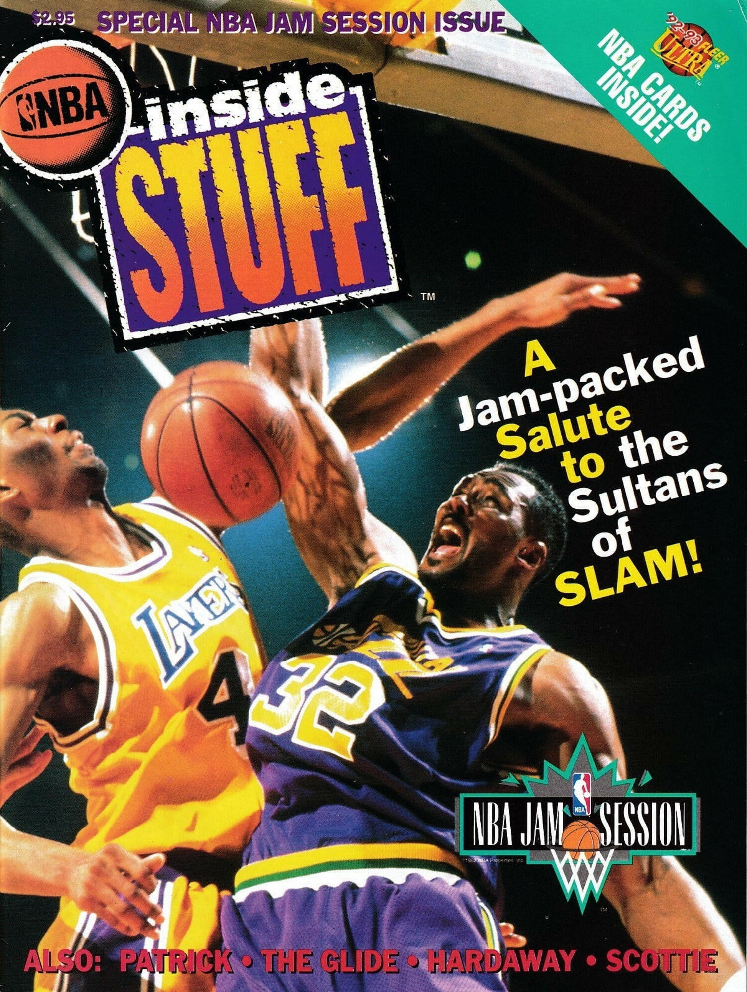 1992 NBA Inside Stuff magazine Ultra card sheet Clyde Drexler Karl ...