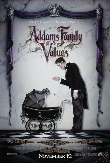 1993 Addams Family Values Movie Poster Raul Julia Anjelica Houston It ...