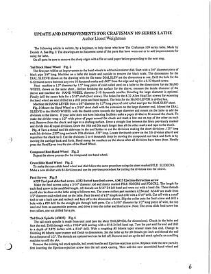 1993 Craftsman 109 Double A Lathe-Replacement Part Drawings by Lionel ...