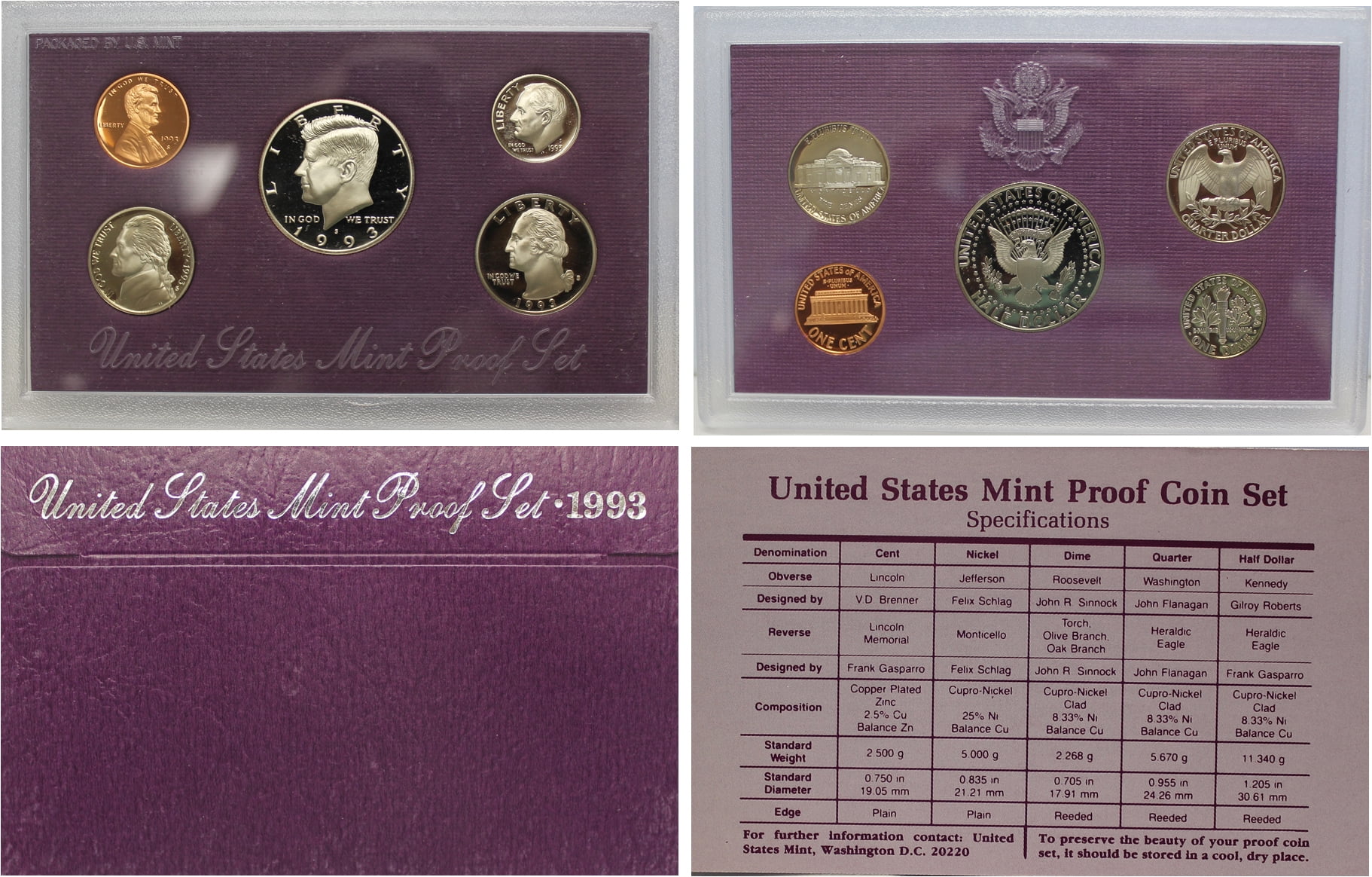 1993 Proof Set - U.S. Mint 5-Coin Set - Includes COA & OGP - Walmart.com