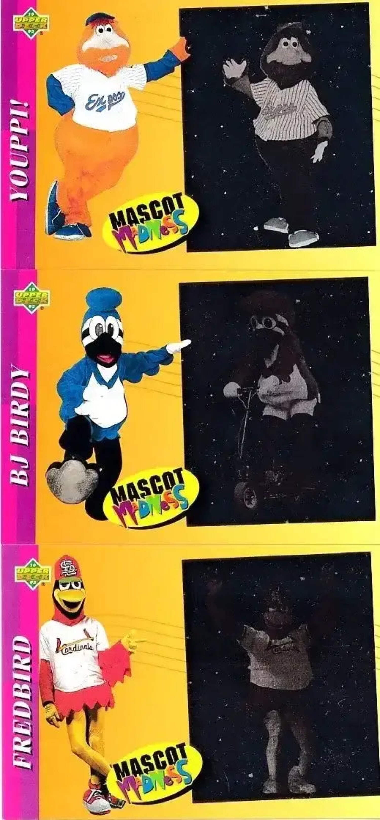 1993 Upper Deck Fun Pack Mascots partial card set BJ Birdy Fredbird ...