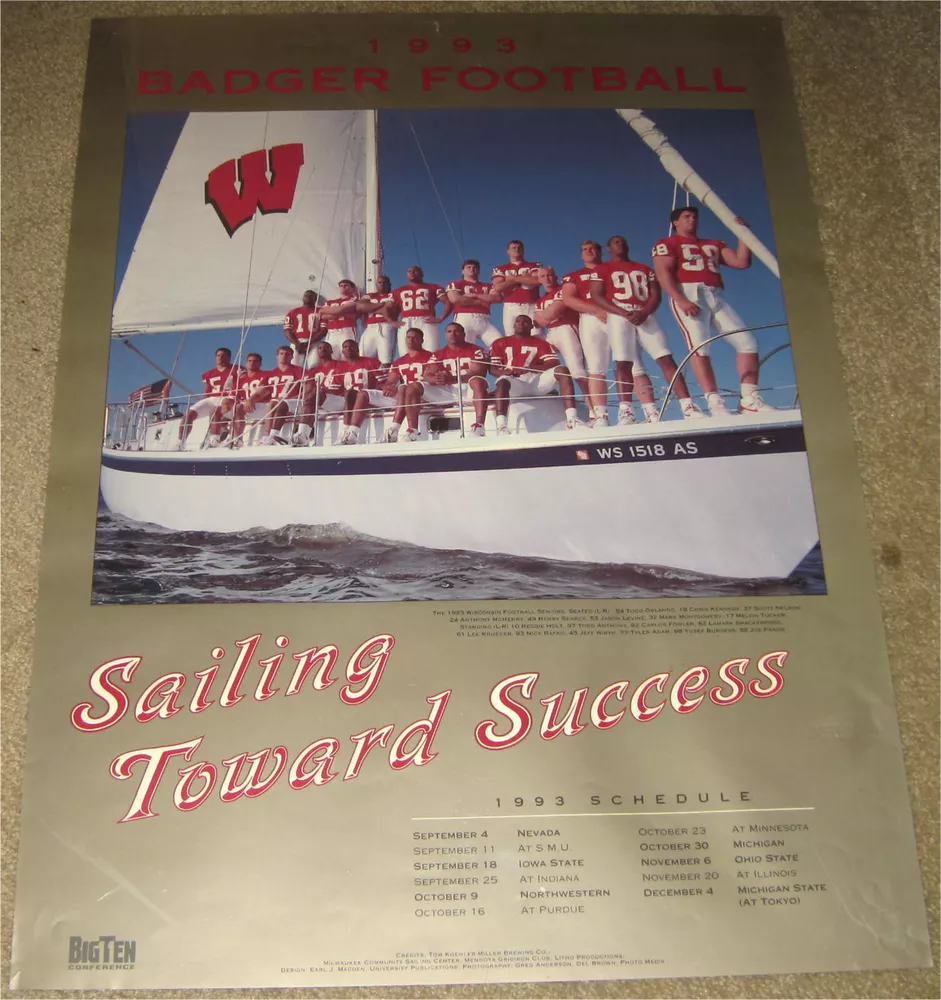 1993 Wisconsin Badgers Football Team Schedule Poster - Walmart.com