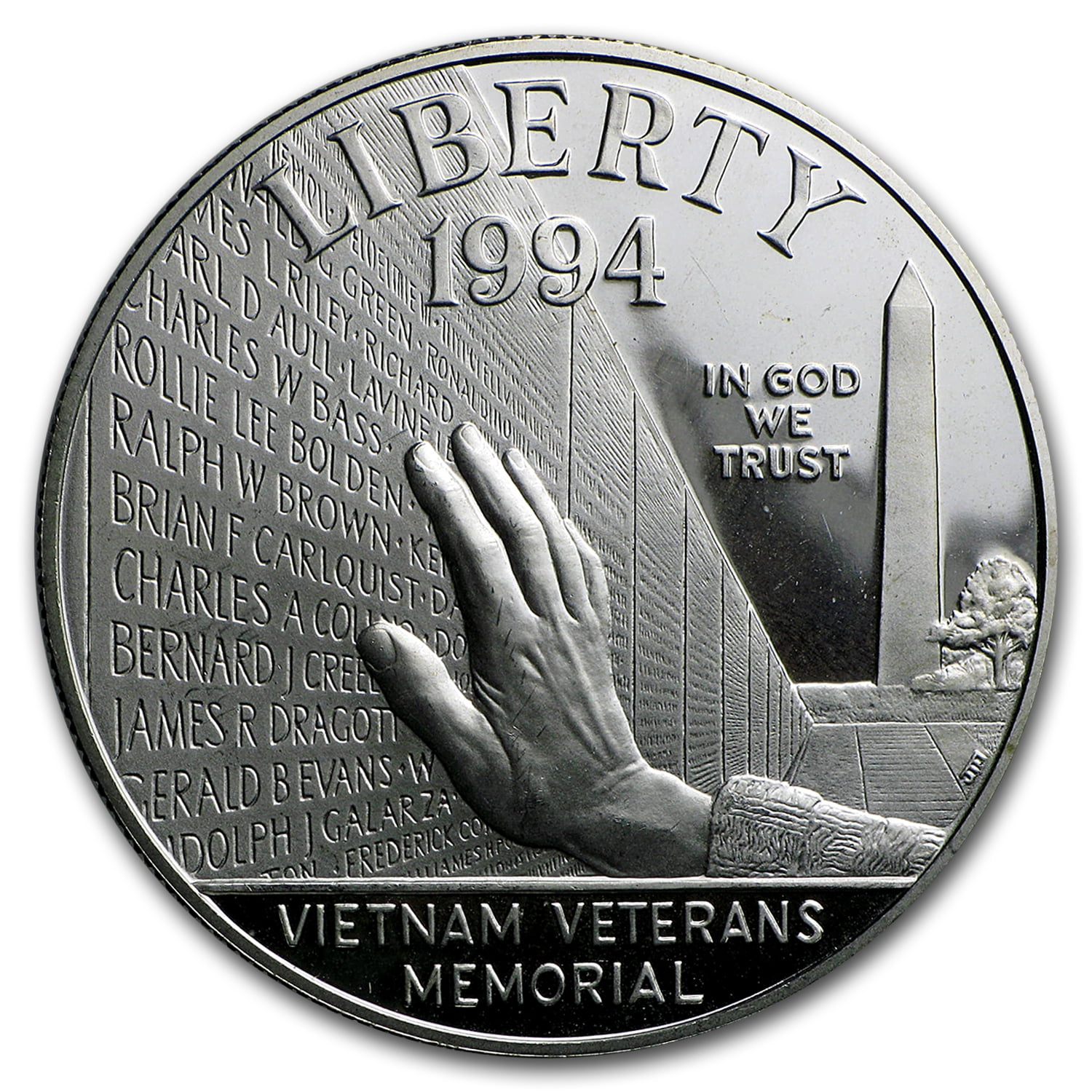 1994-P Vietnam Veterans Memorial $1 Silver Proof (Capsule only ...