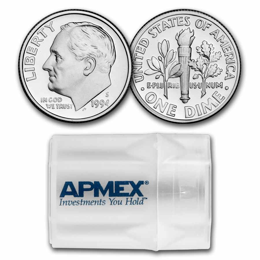 1994-S Roosevelt Dime 50-Coin Roll Proof (Silver) - Walmart.com