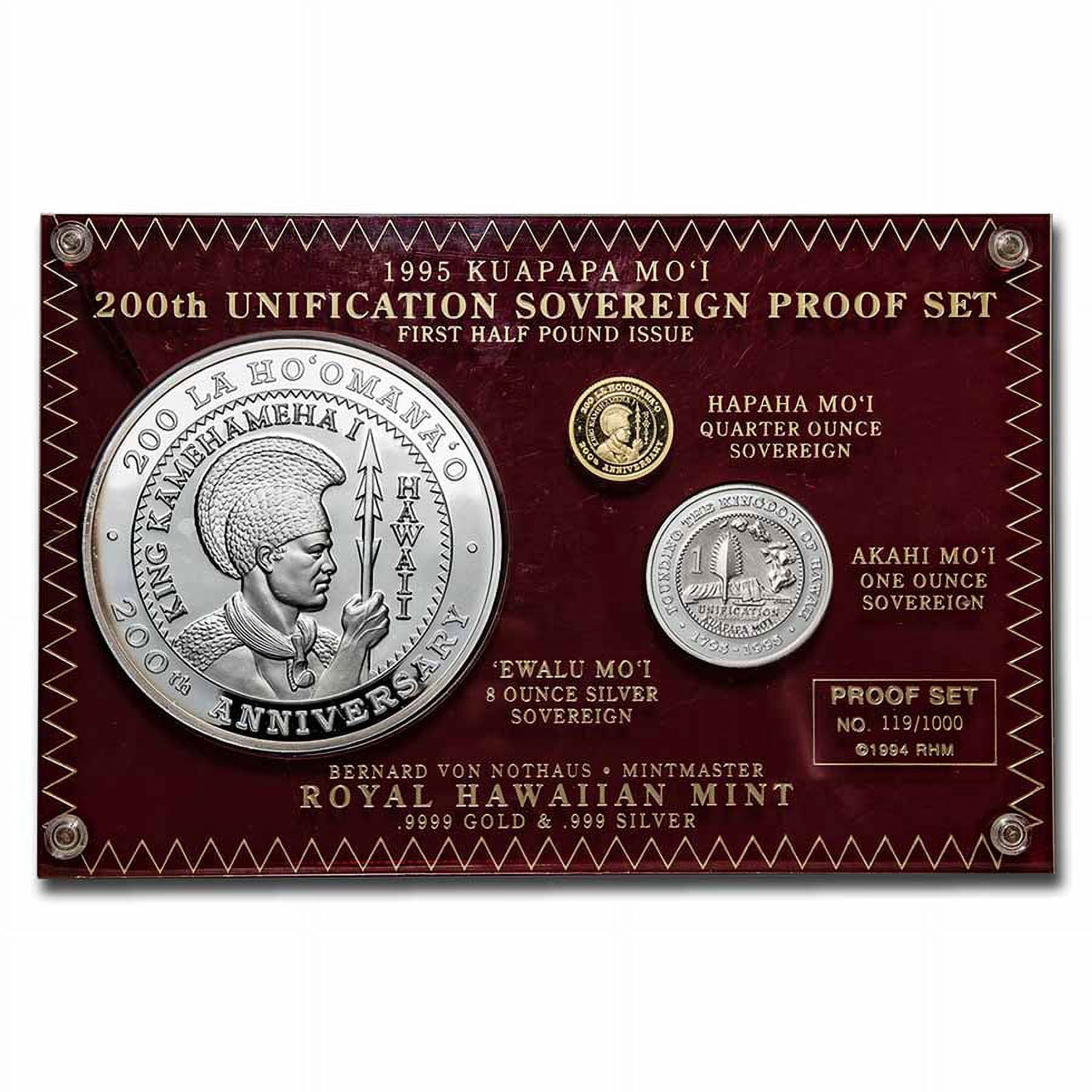 1995 Royal Hawaiian Mint Gold & Silver Proof Coin Set, 200th ...