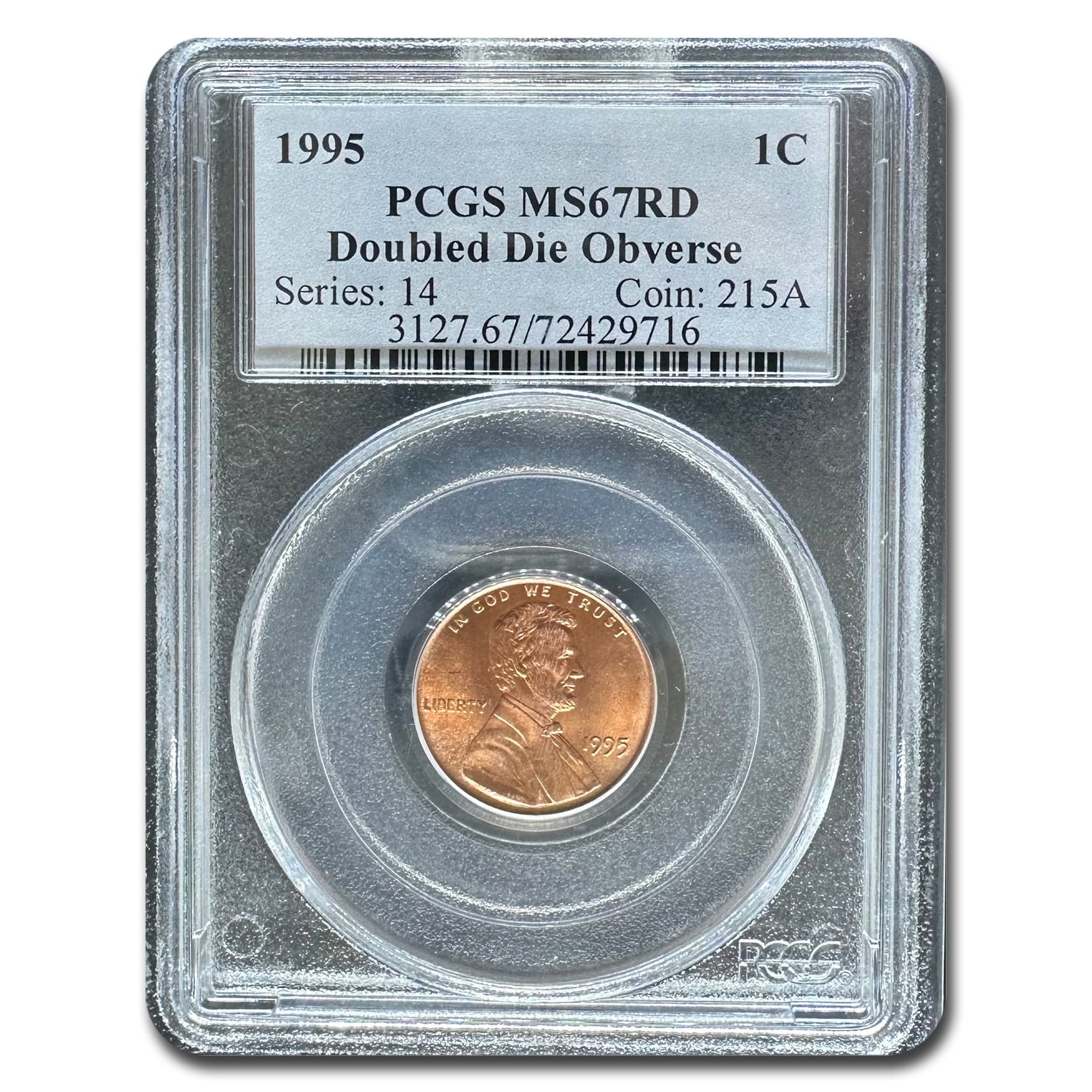 1995 Lincoln Cent Doubled Die Obv MS-67 PCGS (Red) - Walmart.com