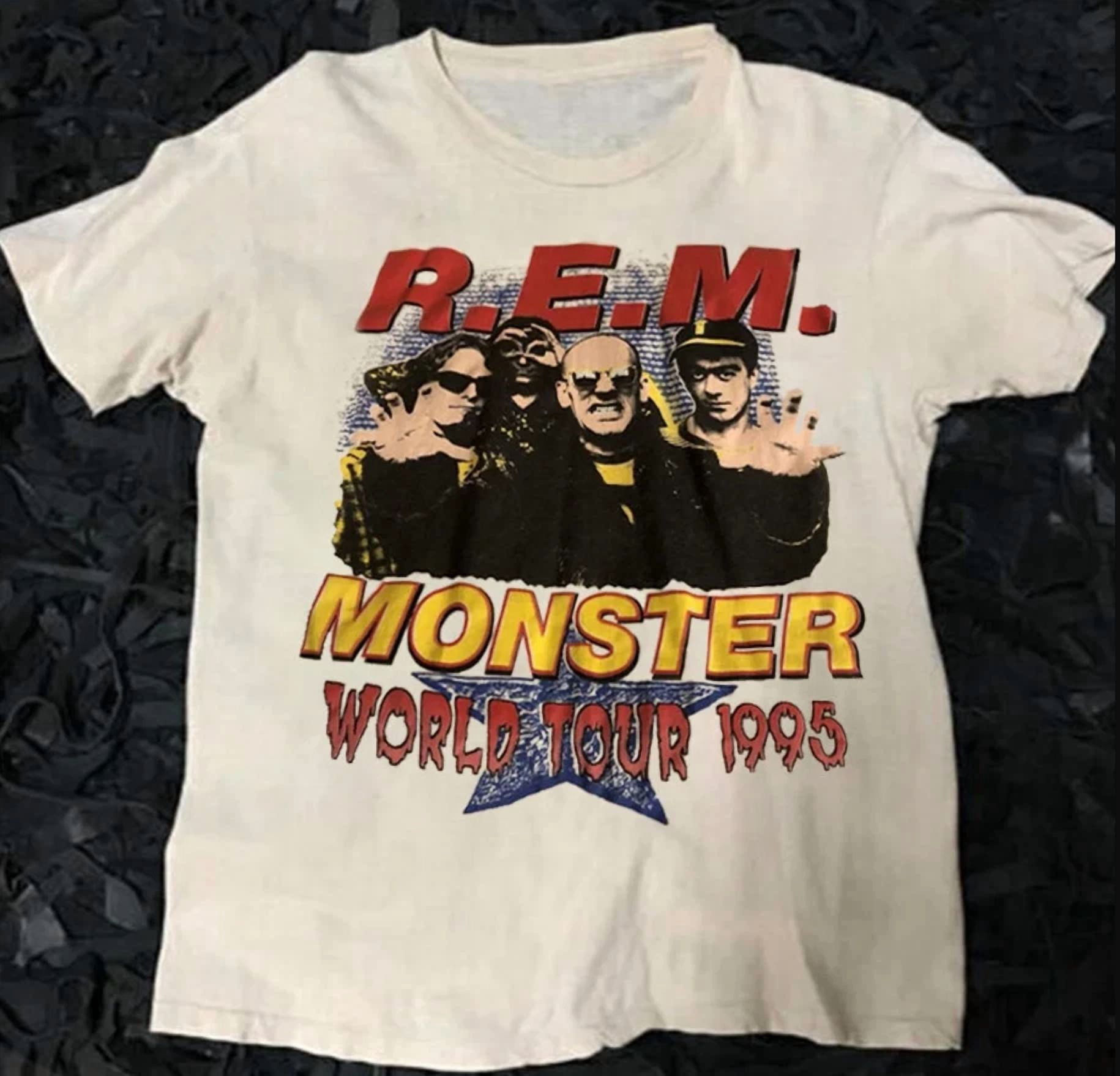 1995 REM Monster Tour Heavy Cotton White Full Size Unisex Shirt CM066 ...