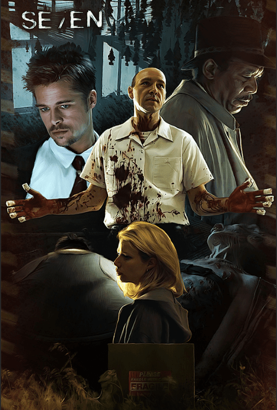 1995 Se7en Movie Poster 24x36 Dark Psychological Thriller Film - Walmart.com