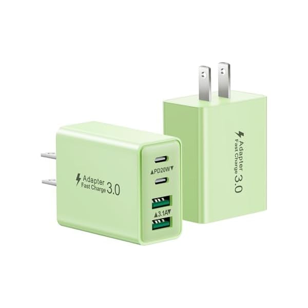 1996 2-Pack USB C Charger Block, 40W 4-Port Fast USB C Charger for ...