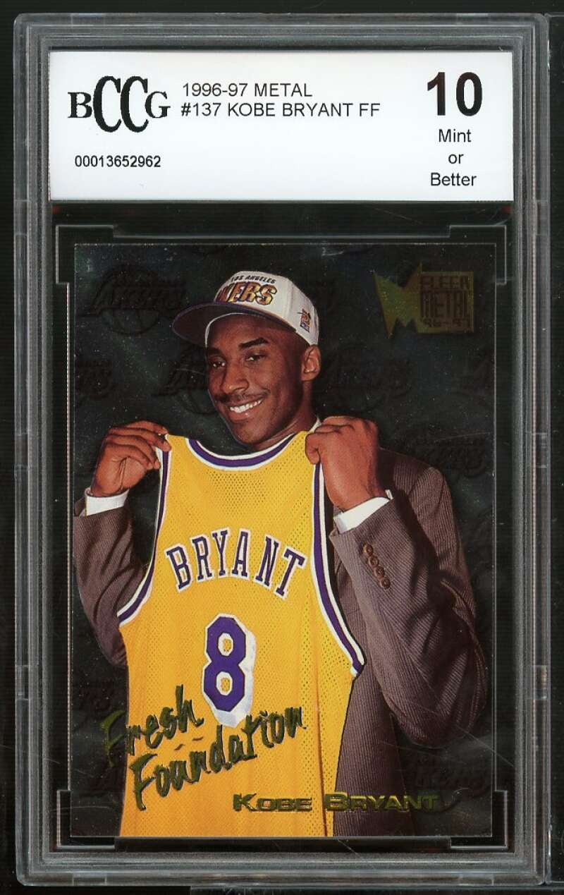 1996-97 Metal #137 Kobe Bryant Rookie Card BGS BCCG 10 Mint+ - Walmart.com