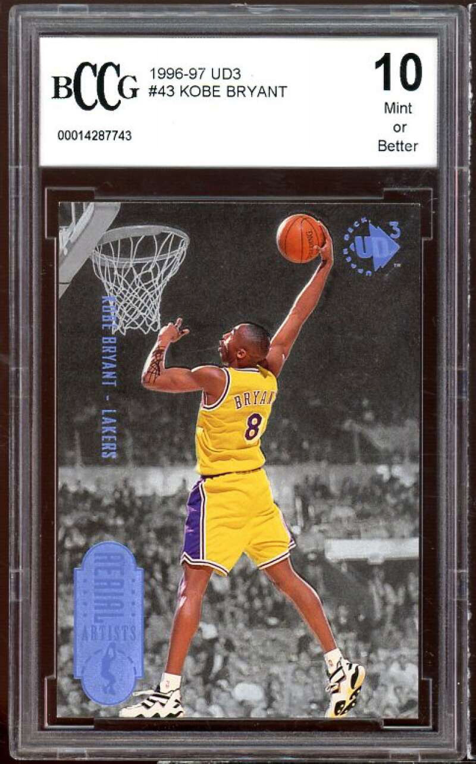 1996-97 UD3 #43 Kobe Bryant Rookie Card BGS BCCG 10 Mint+ - Walmart.com