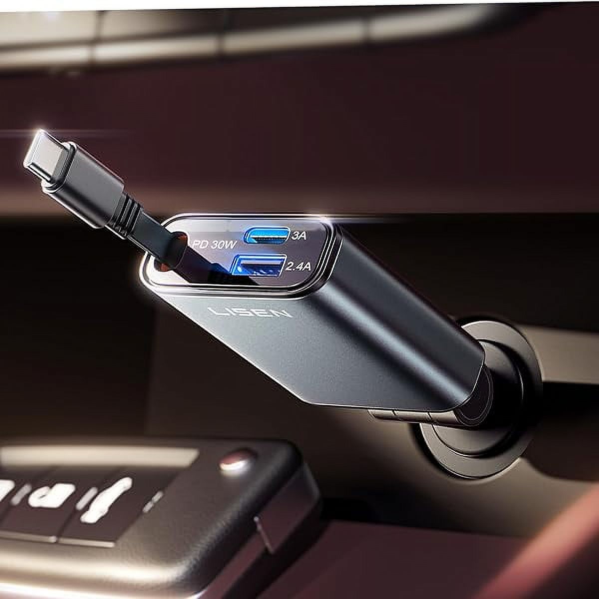 1996 Car Charger USB C Fast Charging Retractable,【75% Less Space,Ultra ...
