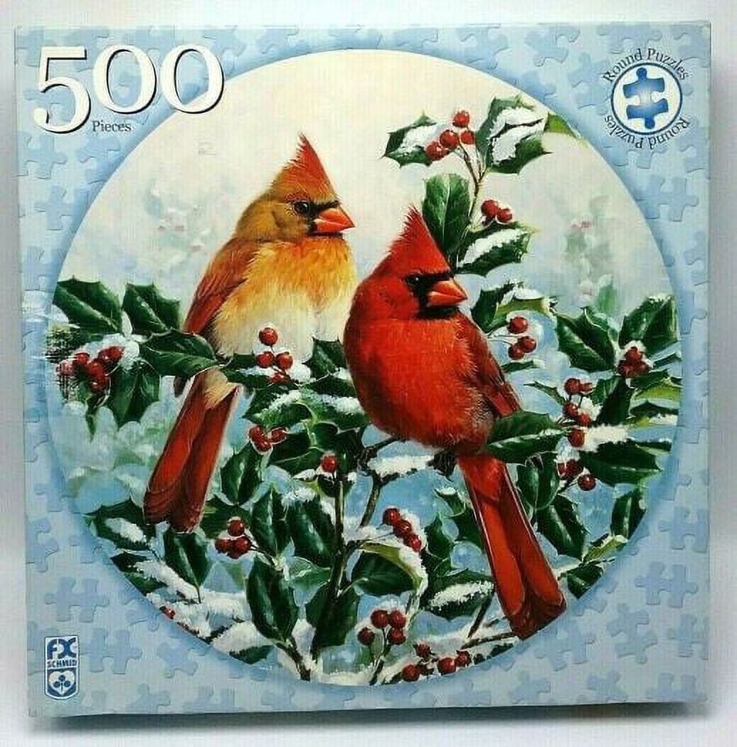 1996 F.X. Schmid Winters Splendor Cardinals 500 Piece ROUND Jigsaw ...