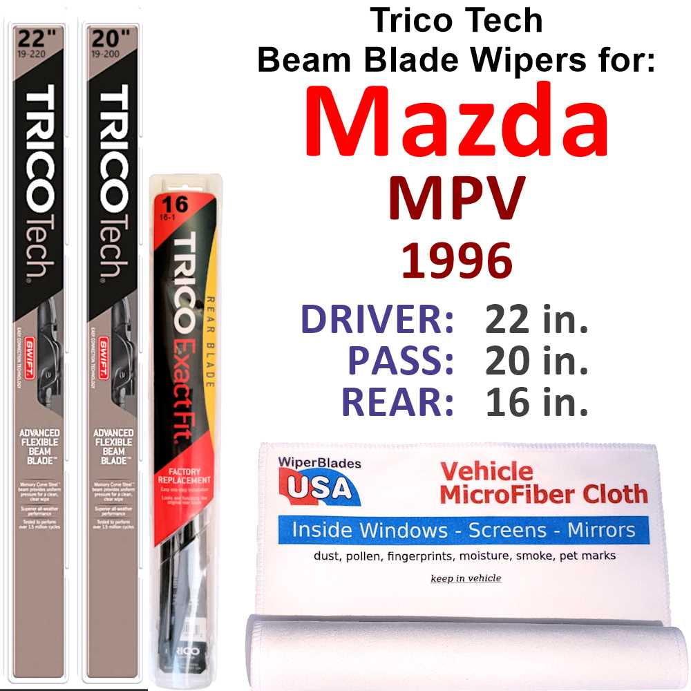 1996 Mazda MPV Beam Blade Wipers (Set of 3) w/Rear Wiper - Walmart.com