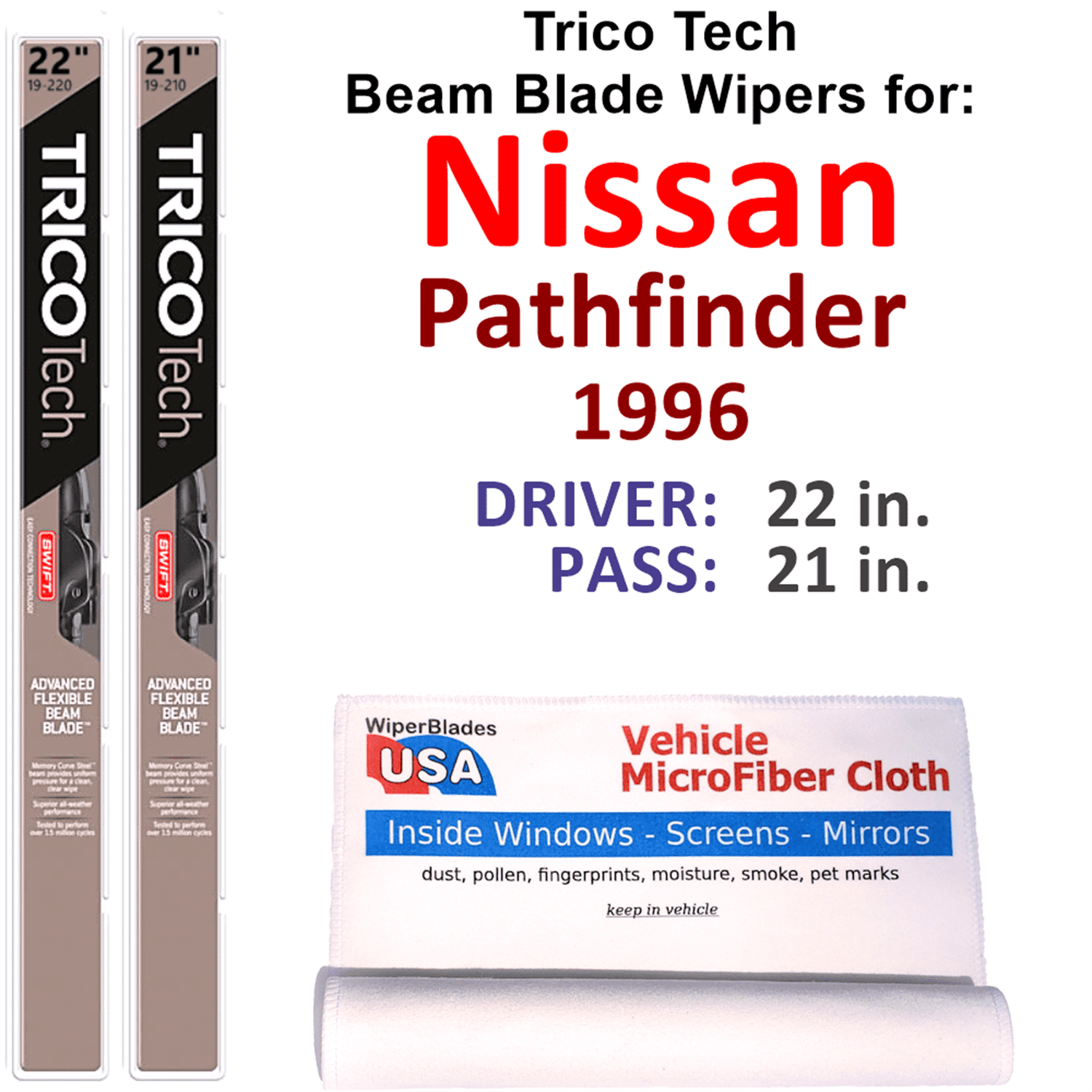 1996 Nissan Pathfinder Beam Blade Wipers (Set of 2) - Walmart Business ...