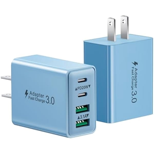 1996 USB C Charger Block, 2-Pack 40W USB C Fast Charging Block 4-Port ...