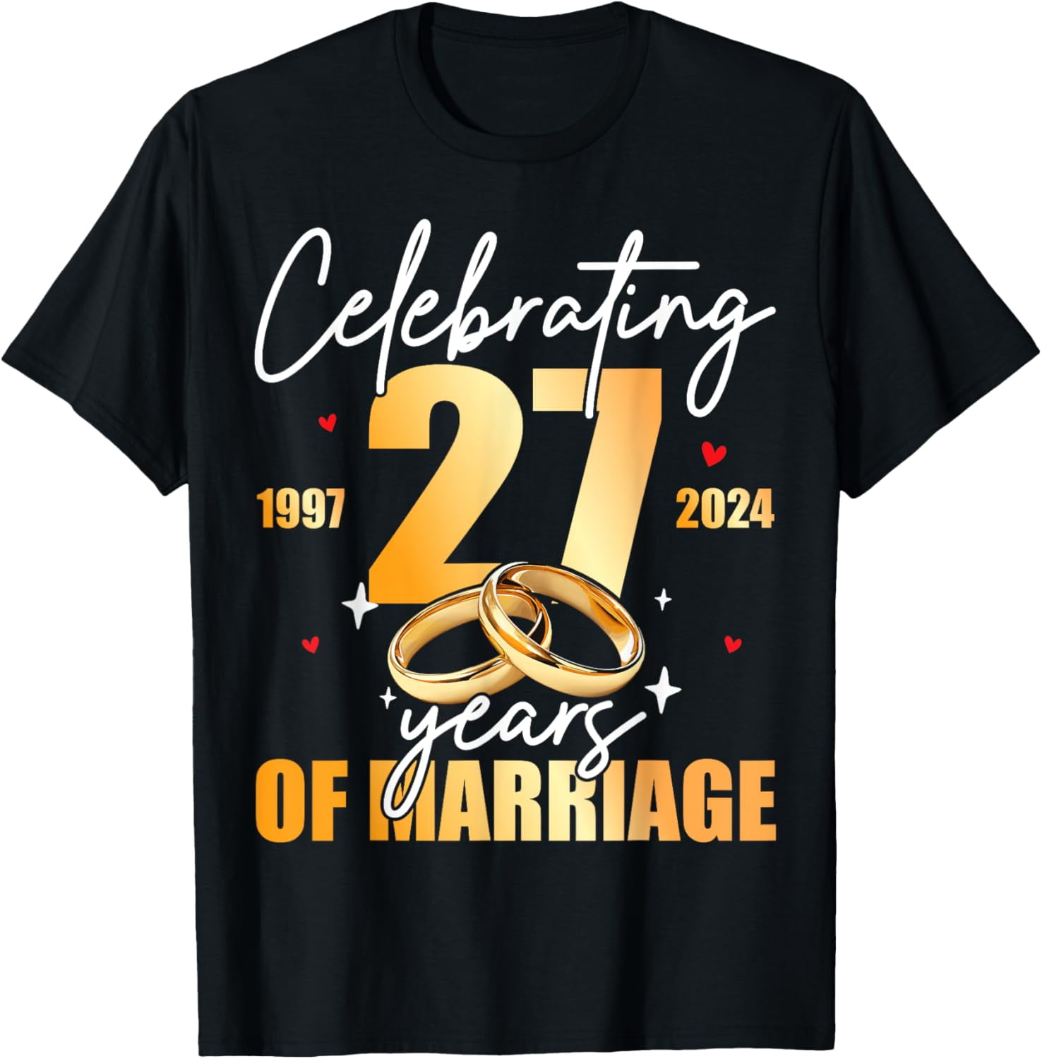 1997 27th 27 Years of Marriage Wedding Anniversary Couples T-Shirt ...