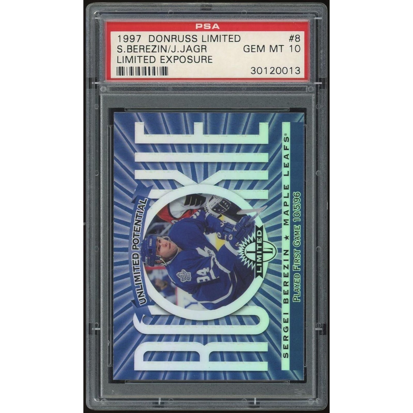 1997/98 Donruss Limited Exposure #8 Sergei Berezin/Jaromir Jagr PSA 10 ...