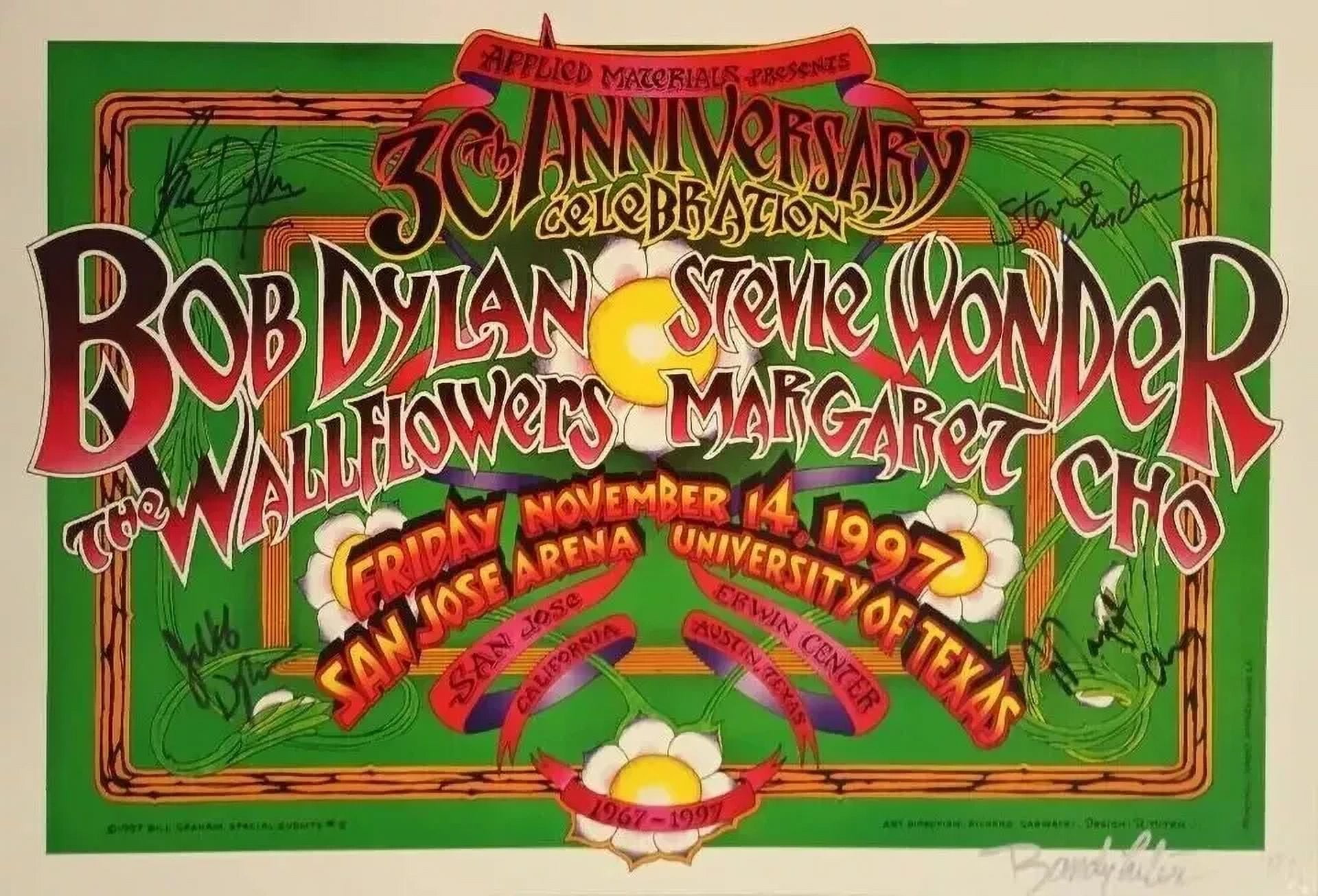 1997 BOB DYLAN Concert Poster Wall Art print The Wall Flowers Stevie ...